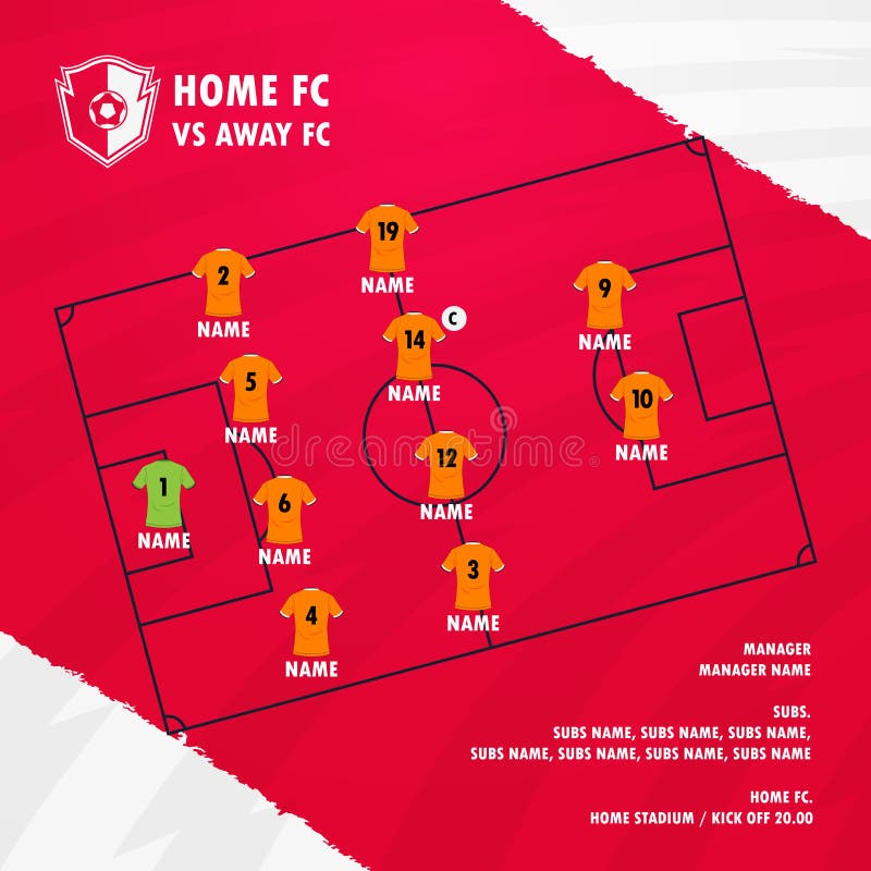 Football, Soccer Match Lineups Formation Infographic Template. Set of ...