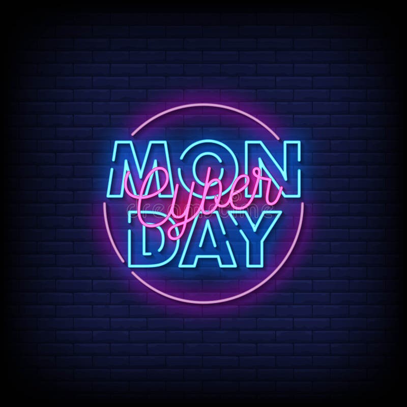 Cyber Monday Neon Signs Style Text Vector Stock Vector - Illustration ...