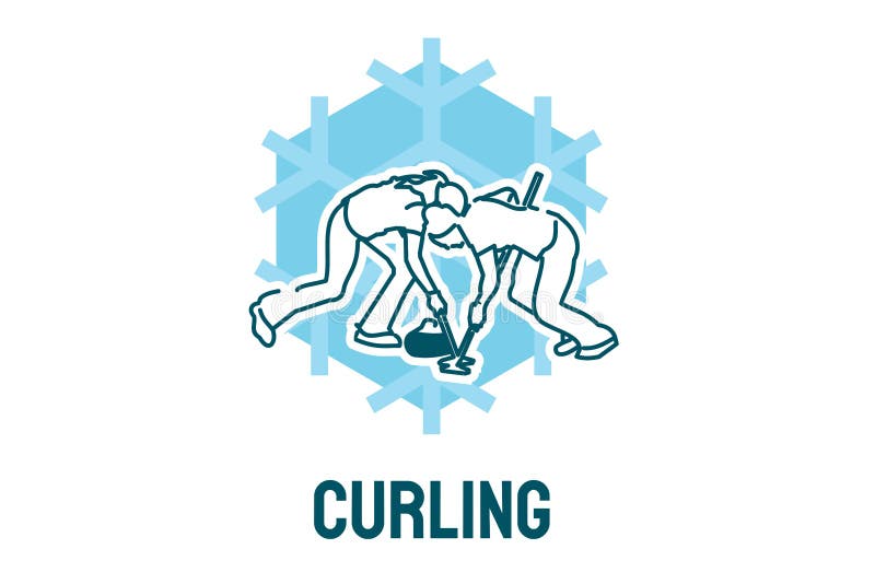 Curling Sport Vector Line Icon. Sportman with Curling Stones, Equipment ...