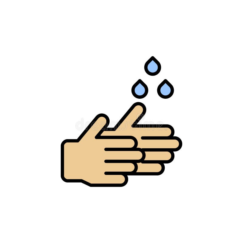 Washing Water Hands Icon. Outline Washing Water Hands Vector Icon Color ...