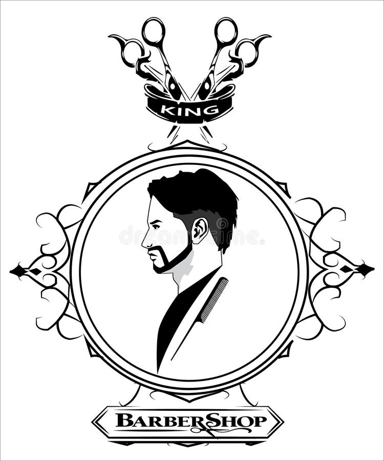 King barbershop logo stock illustration. Illustration of print - 232026111