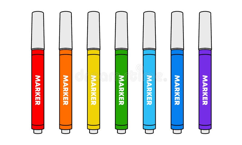 Marker Pen for Children and School. Stock Vector - Illustration of ...