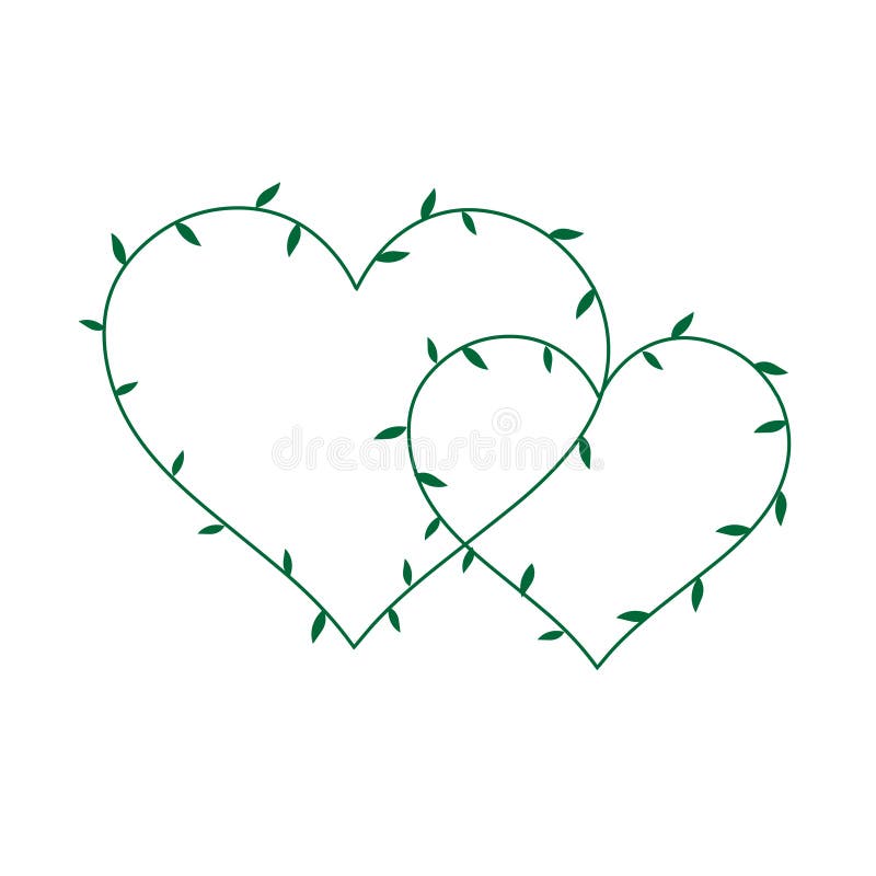 Illustration Vector Heart-shaped Two with Leaves Stacked Stock Vector ...
