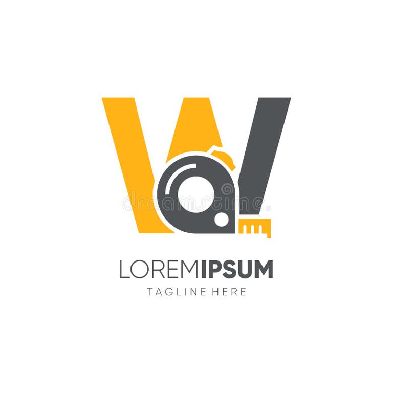 Letter W Roll Meter or Measuring Tape Logo Design Vector Graphic Icon ...
