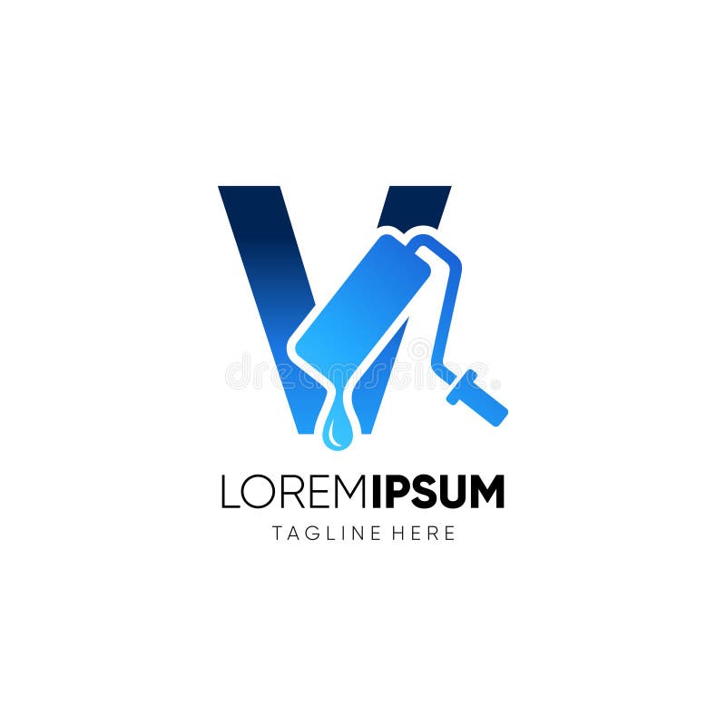 Letter V Paint Roller Logo Design Vector Graphic Icon Stock Vector ...