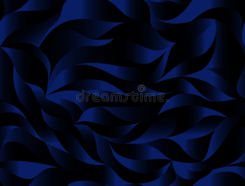 Leaf Curly Waves Tracery, Black and Blue Gradient Curved Petals Pattern ...