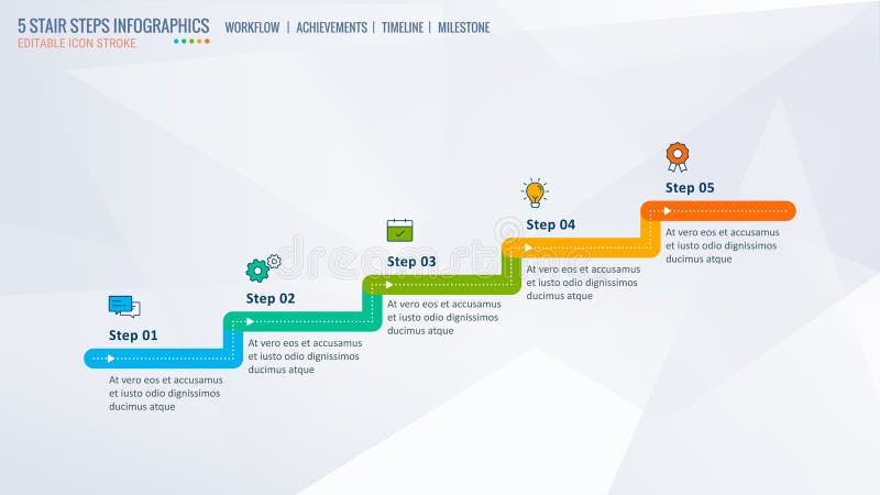 Stair Steps, Achievement Ladder, Timeline Infographics Template, Start ...
