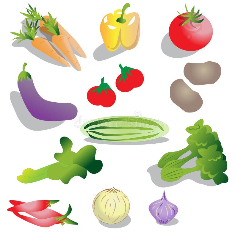Vegetable Sign and Icon Set Vector Illustration Stock Vector ...
