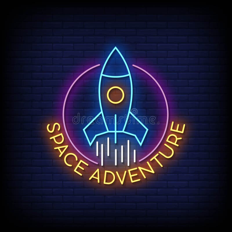 Space Adventure Neon Signs Style Text Vector Stock Vector ...