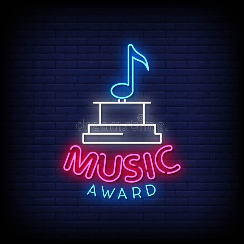 Music Award Neon Signs Style Text Vector Stock Vector - Illustration of ...