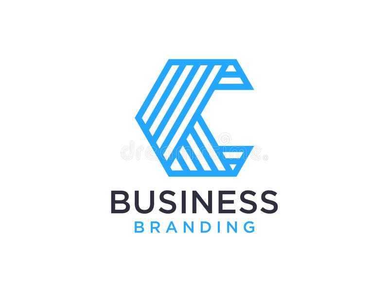 Abstract Initial Letter C Logo. Blue Rounded Style Isolated on White ...