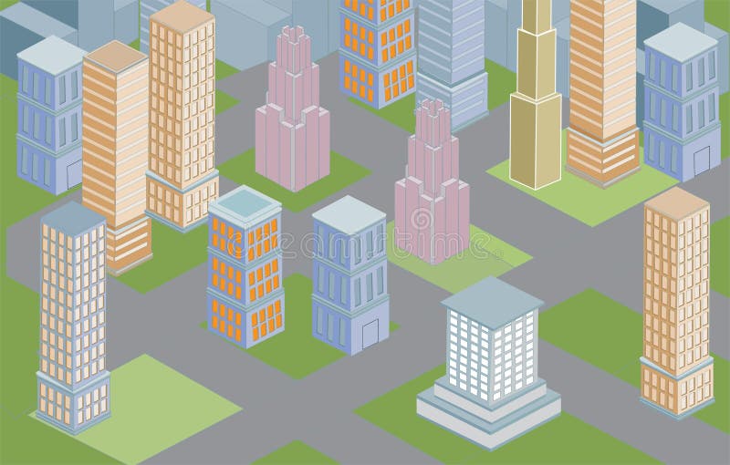 Isometric 3D City View Vector Illustration Stock Vector - Illustration ...