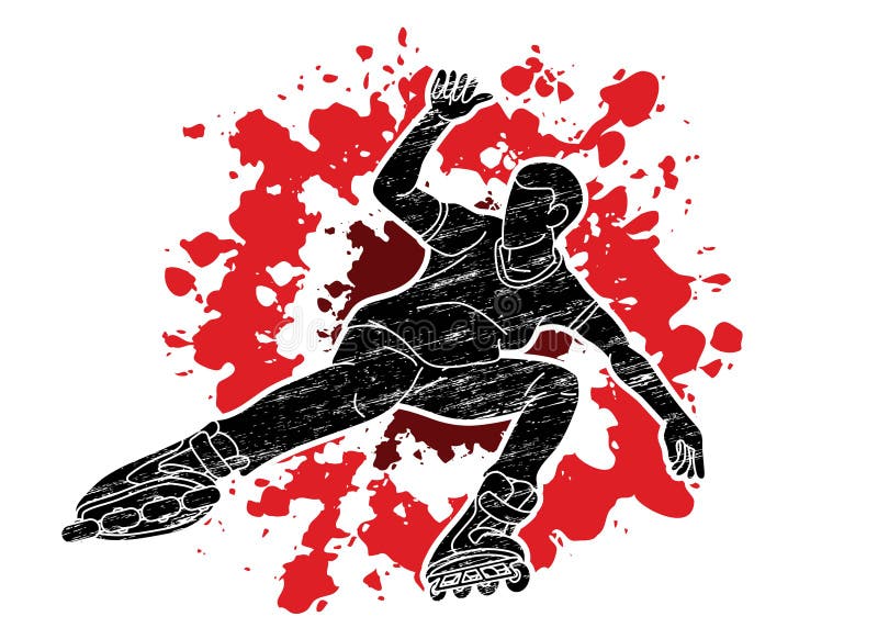 Roller Blade Player Extreme Sport Cartoon Graphic Vector Stock Vector ...