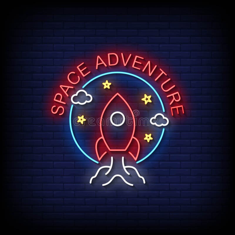 Space Adventure Neon Signs Style Text Vector Stock Vector ...