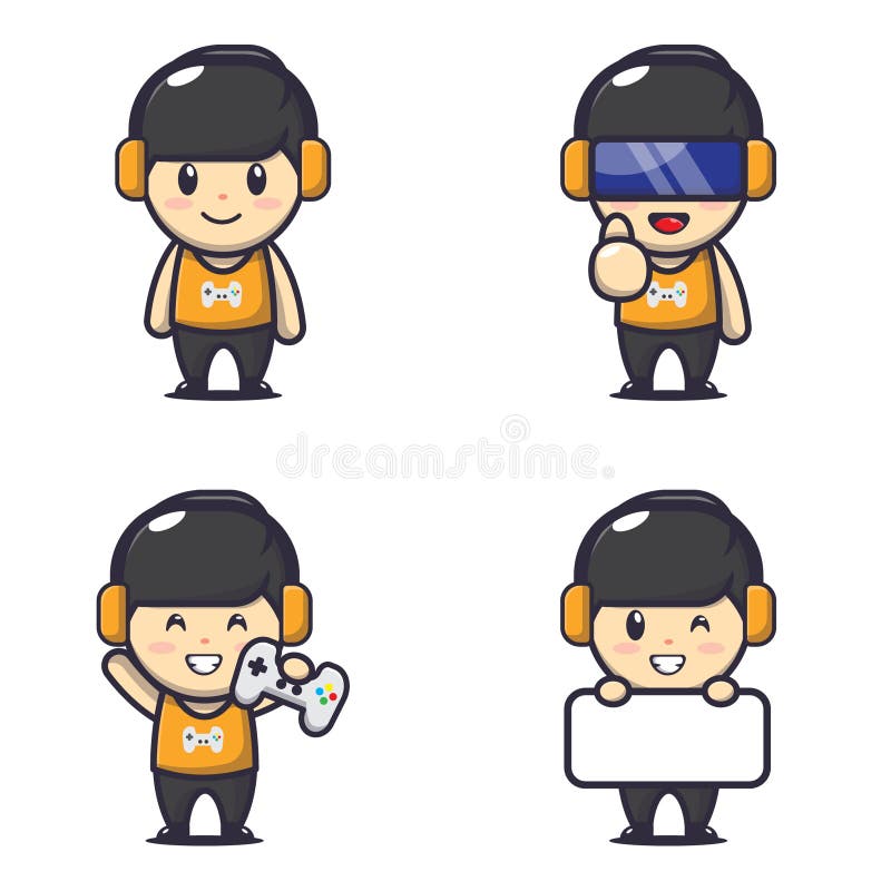 Cute Gamer Girl Playing Computer Cartoon Vector Icon Illustration ...
