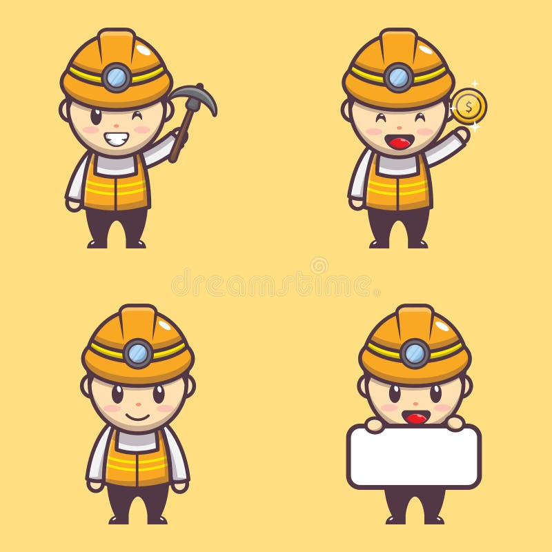 Cute Miner Cartoon Vector Illustration Stock Vector - Illustration of ...