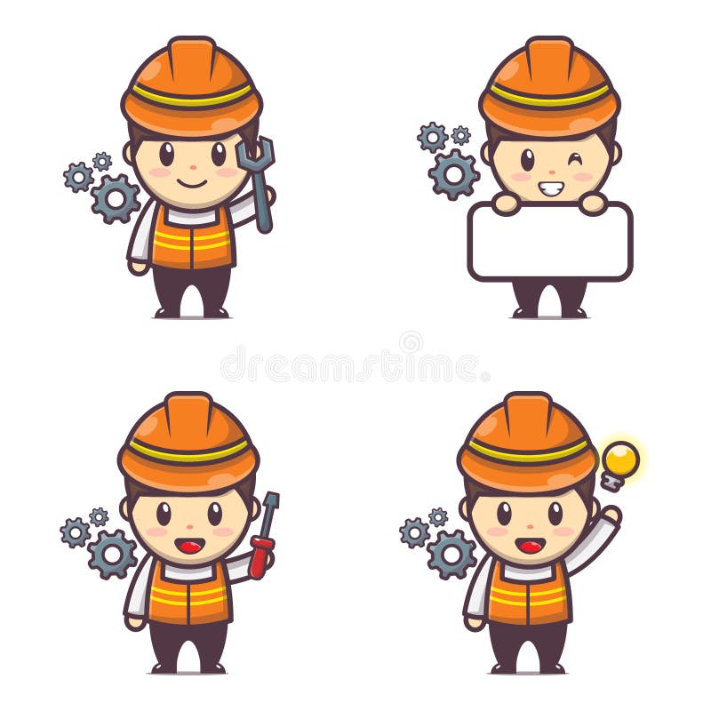 Cute Technician Cartoon Vector Illustration Stock Vector - Illustration ...