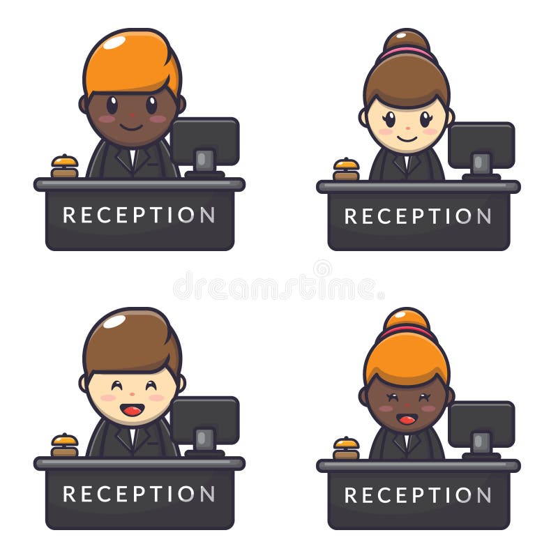 Cute Receptionist Cartoon Vector Illustration Stock Vector ...
