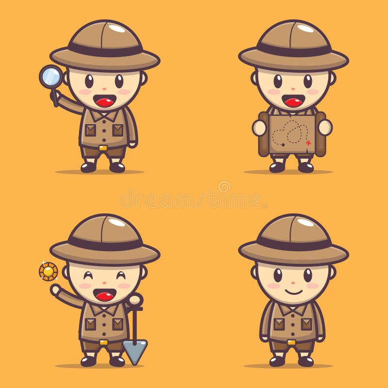 Cute Archaeologist Cartoon Vector Illustration Stock Vector ...