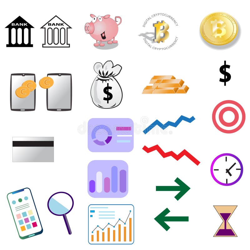 Business and Finance Sign and Icon Vector Illustration Set Stock Vector ...
