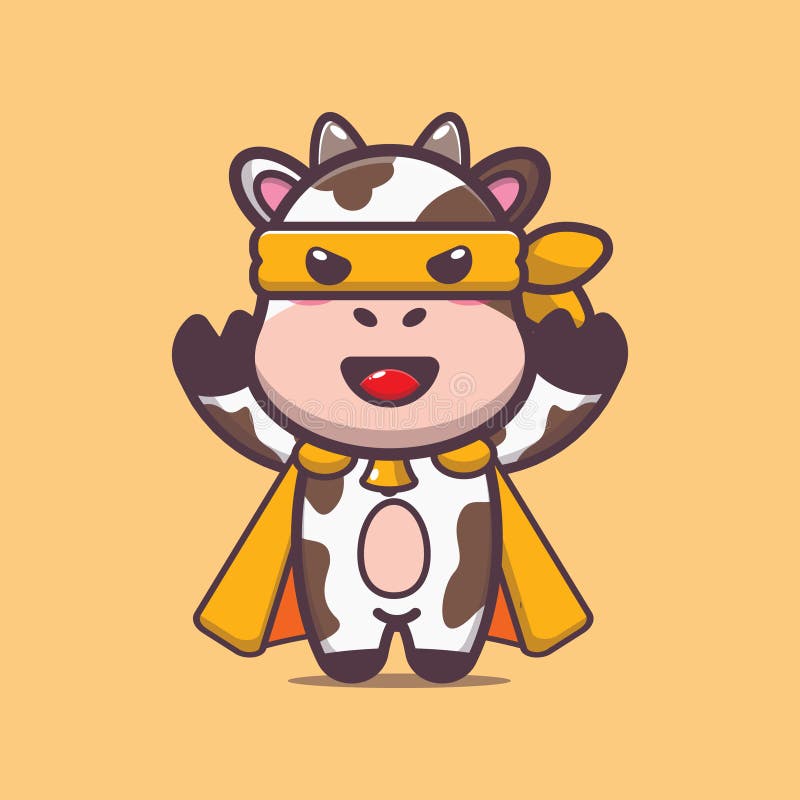 Cute Super Cow. Cute Animal Cartoon Illustration Stock Vector ...