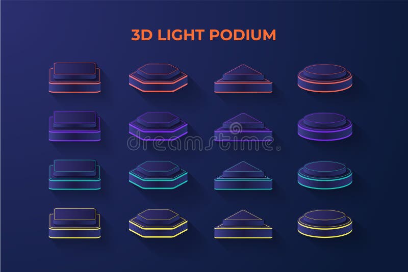 3d Set Light Podium or Button Stock Vector - Illustration of plates ...