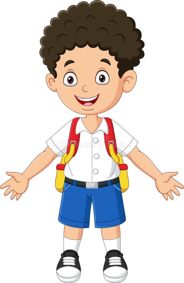 Cartoon Happy School Boy in Uniform Stock Vector - Illustration of male ...