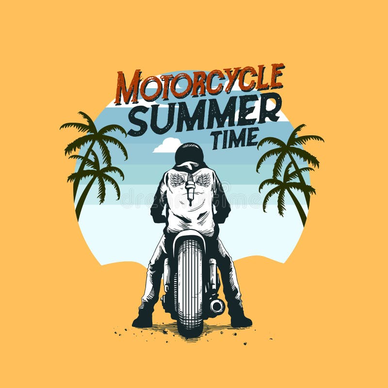 Motorcycle Summer Time Illustration Stock Vector - Illustration of race ...