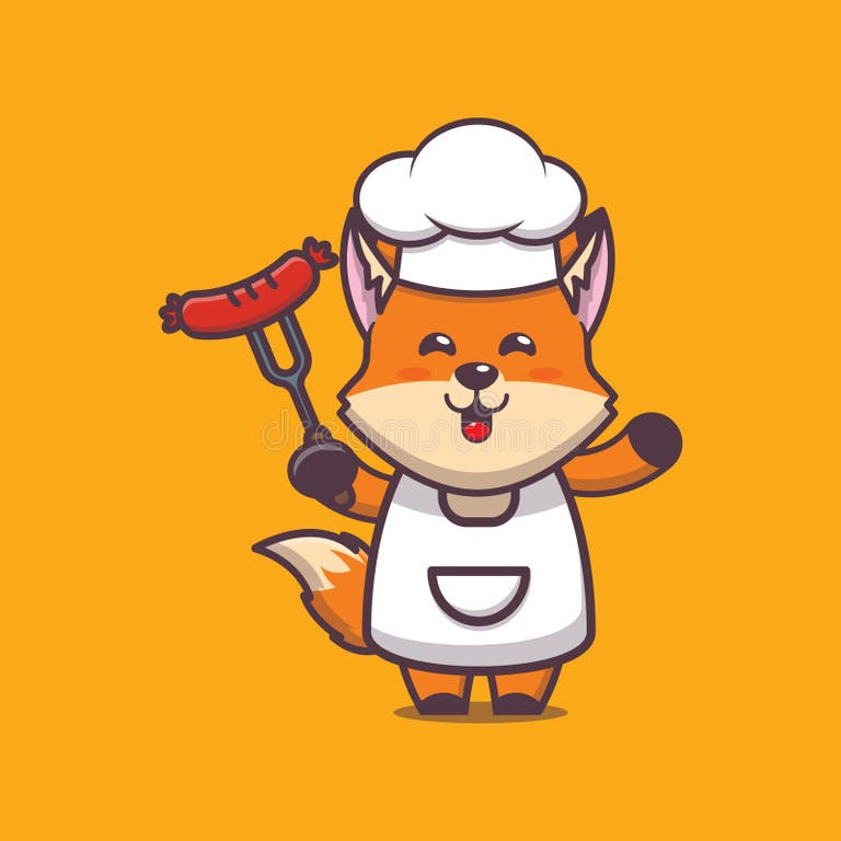 Cute Chef Fox. Cute Animal Cartoon Illustration Stock Vector ...