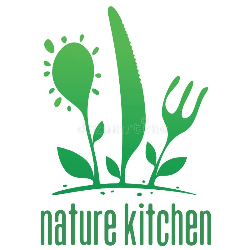 Natural Green Kitchen Logotype Template Stock Vector - Illustration of ...