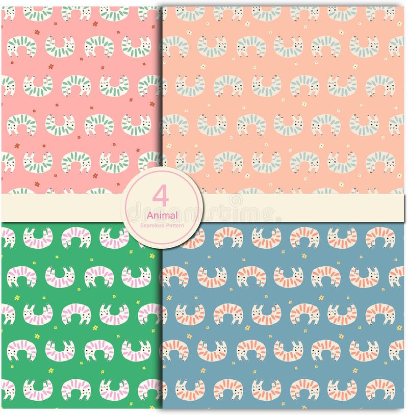 Vector Animal Theme Illustration 8 Kinds Repeat Pattern Collection Set ...