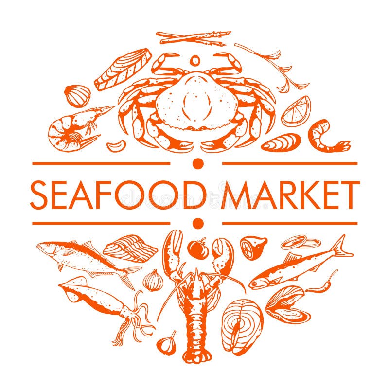 Fish Market Logo Template Design Stock Vector - Illustration of leisure ...