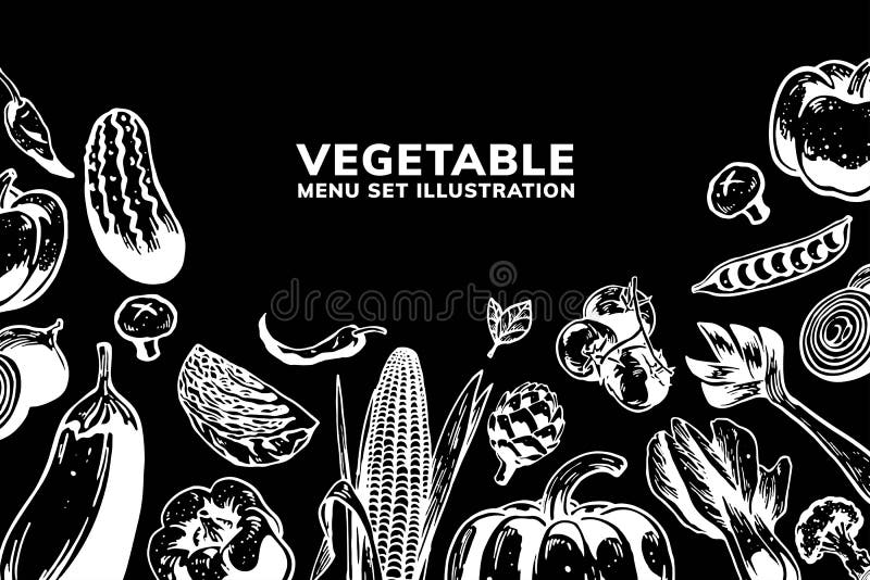 Vegetable Menu Set Illustration Stock Vector - Illustration of flat ...