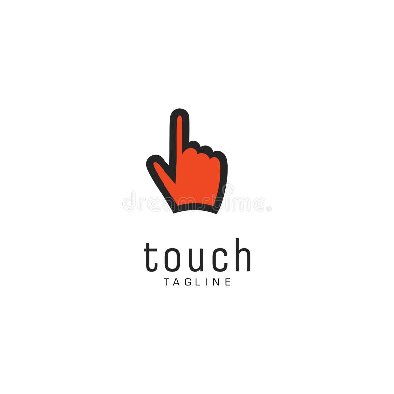 Vector Illustration of a Hand Touching Logo in Simple Two Colors Stock ...