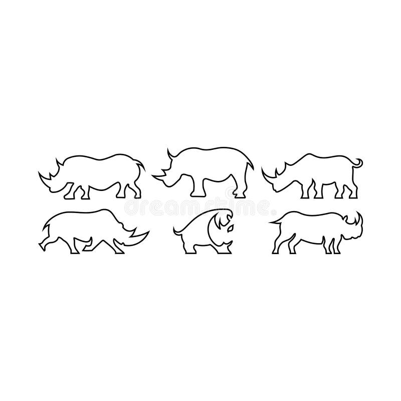 Rhino Line Art Vector Illustration, Stock Vector - Illustration of ...