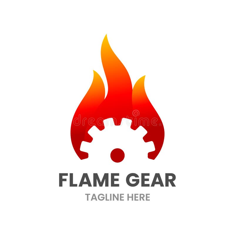 Flame Gear Logo Design Template. Abstract Fire with Gear Stock Vector ...