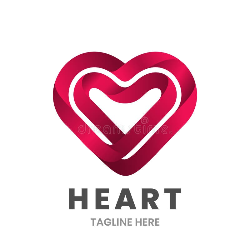 Heart Logo Design Template. Abstract Heart Made of Ribbon in Red Stock ...