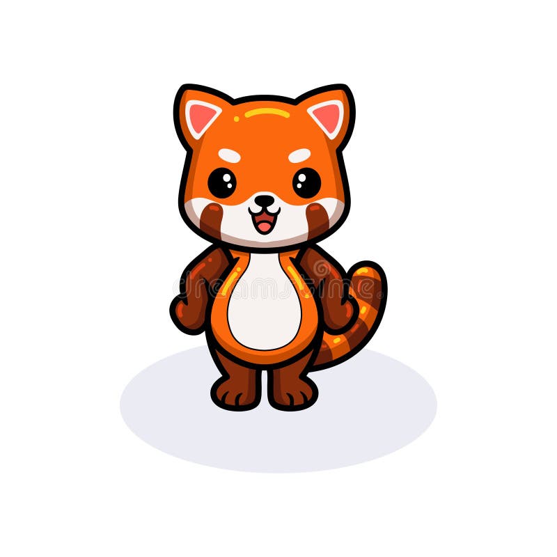 Cute Little Red Panda Cartoon Standing Stock Vector - Illustration of ...