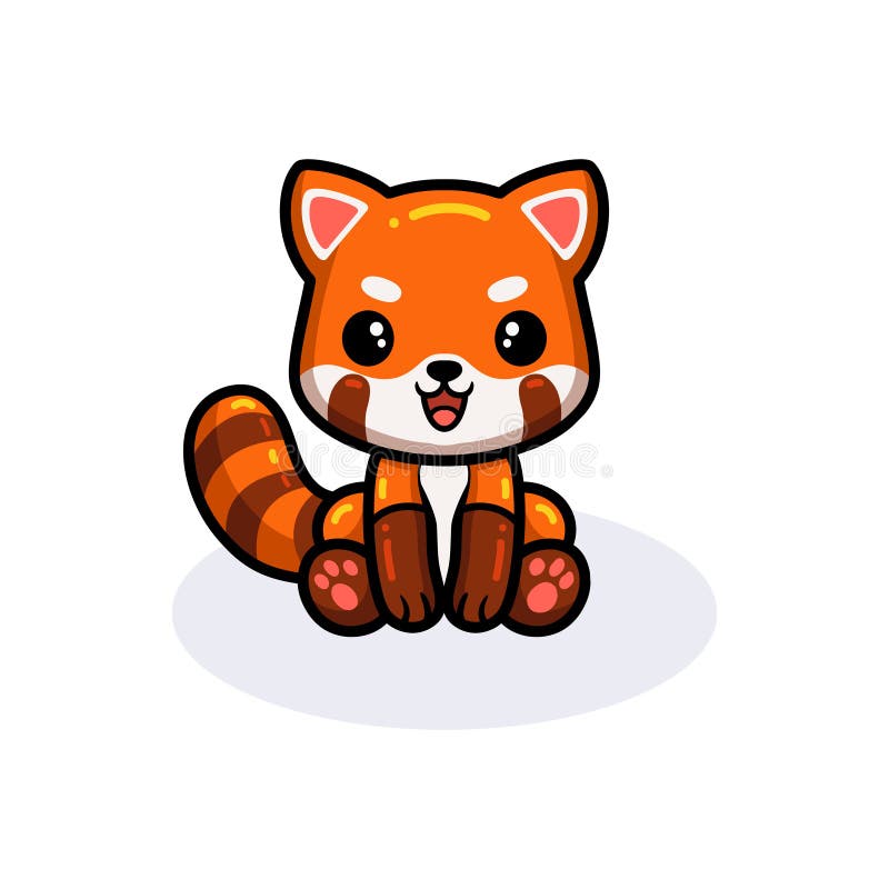Cute Little Red Panda Cartoon Sitting Stock Vector - Illustration of ...