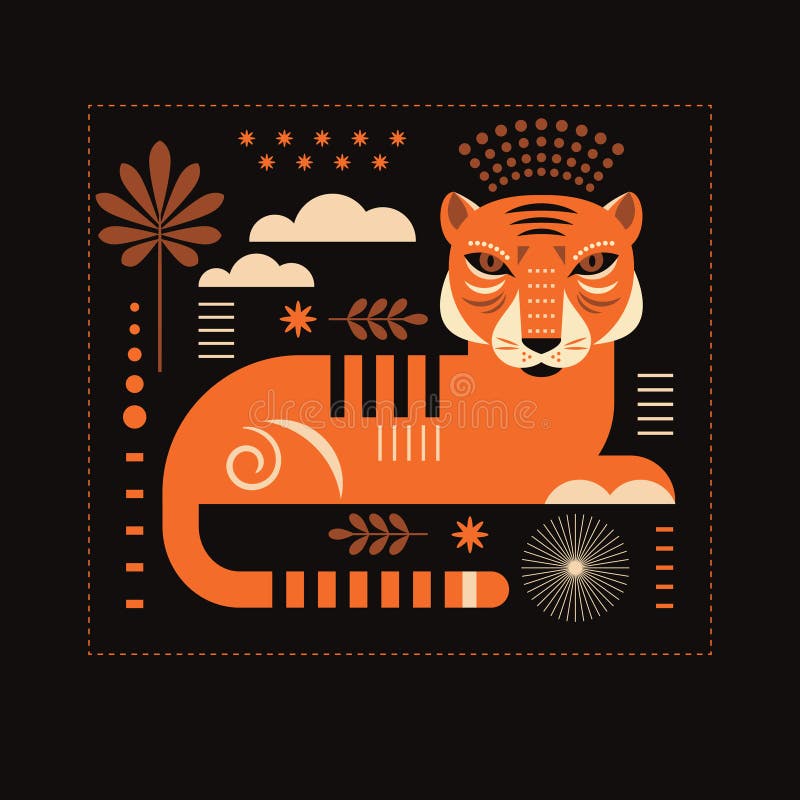 Tiger in Flat Design. Vector Illustration. Wild Animal. Stock Vector ...