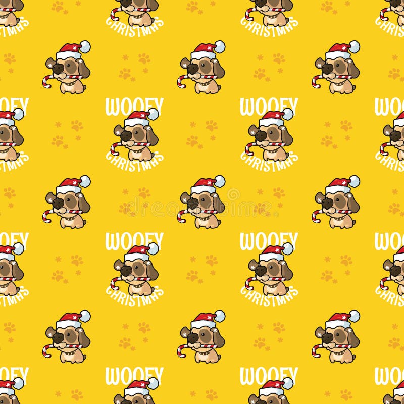 Christmas Digital Paper with Cute Puppy Stock Illustration ...