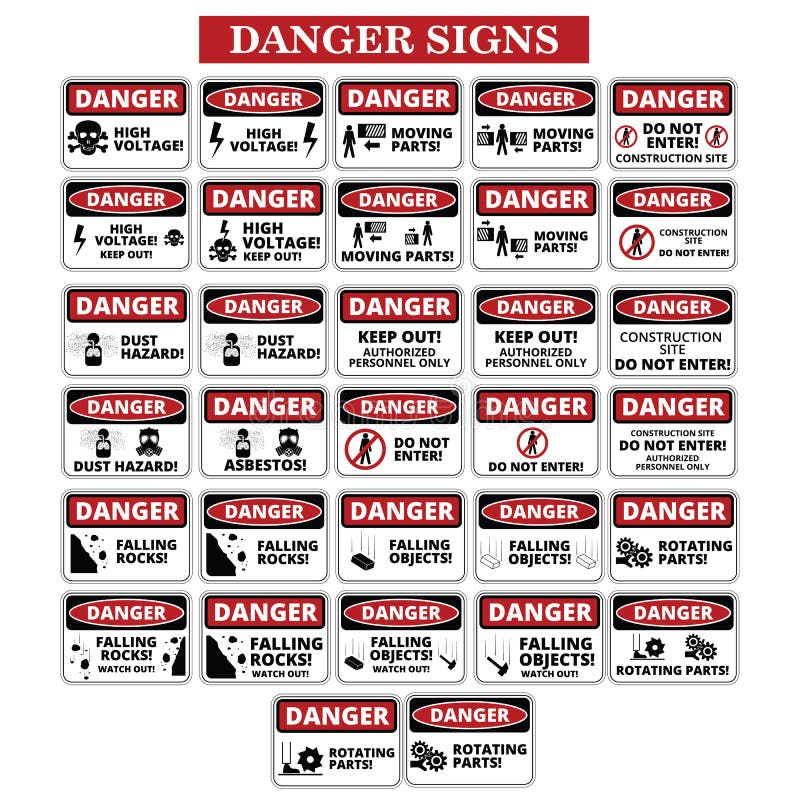 Collection of Danger Signs of 32 Pieces, Vector Stock Vector ...