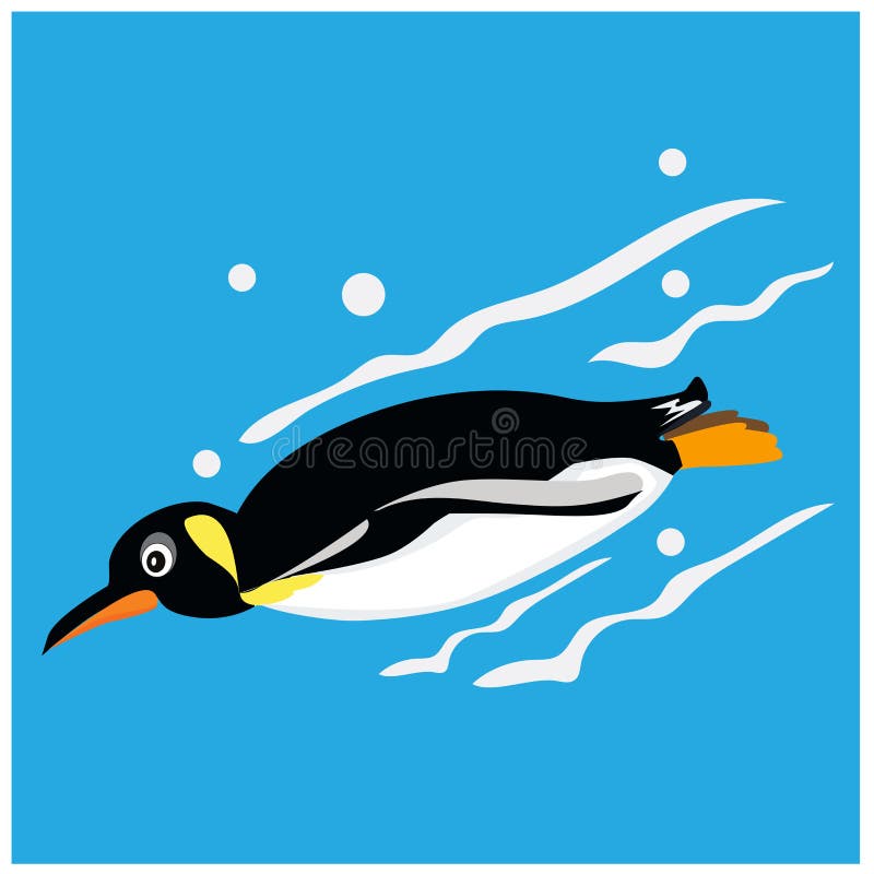 Illustration of a Penguin, a Cute Cartoon Character, Swim Stock Vector ...