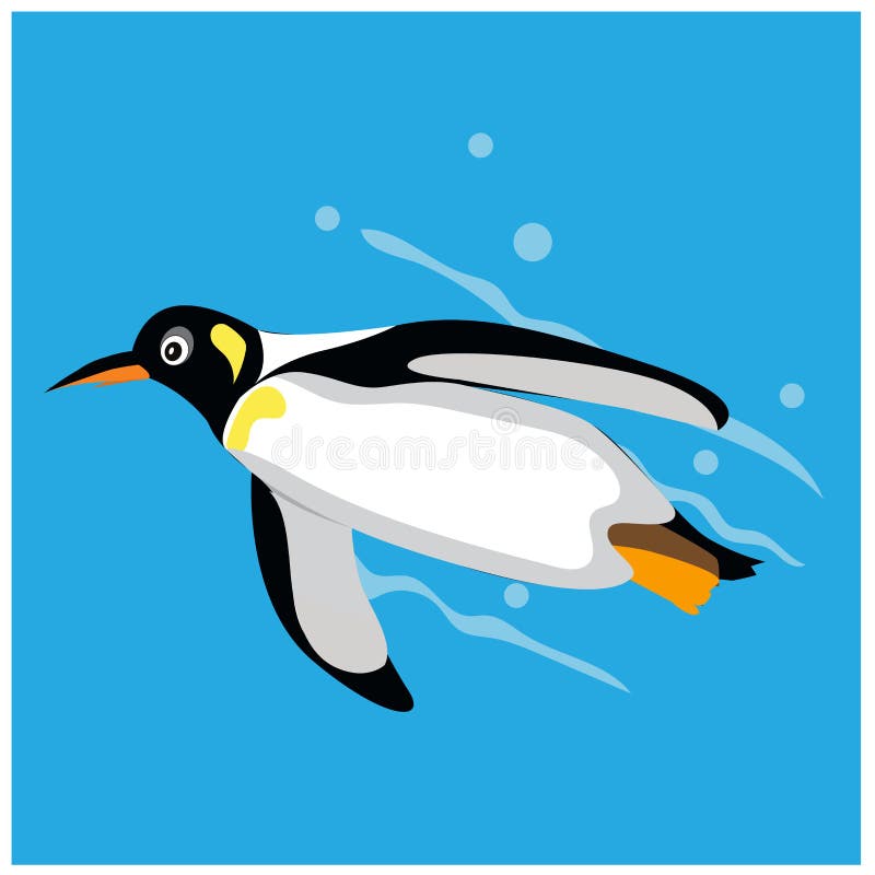 Illustration of a Penguin, a Cute Cartoon Character, Swim Stock Vector ...