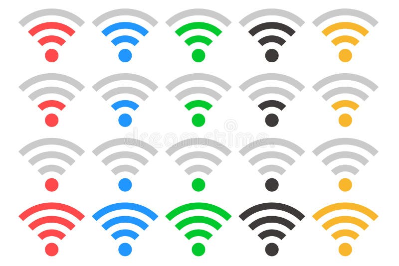 Stylish Round Blue Wi-Fi Icon. Wireless Internet Connection Signal Icon ...