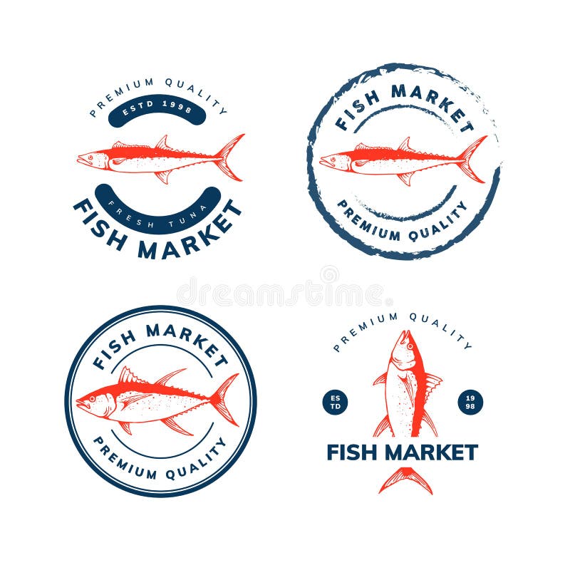 Fish Market Logo Template Design Stock Vector - Illustration of leisure ...