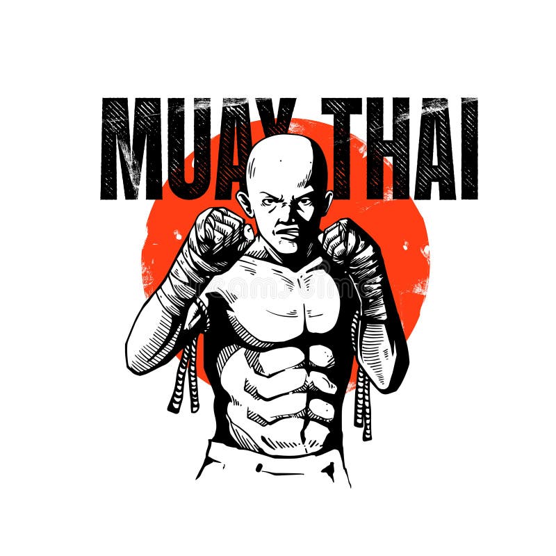 Muay Thai Illustration for T-shirt Design Stock Vector - Illustration ...