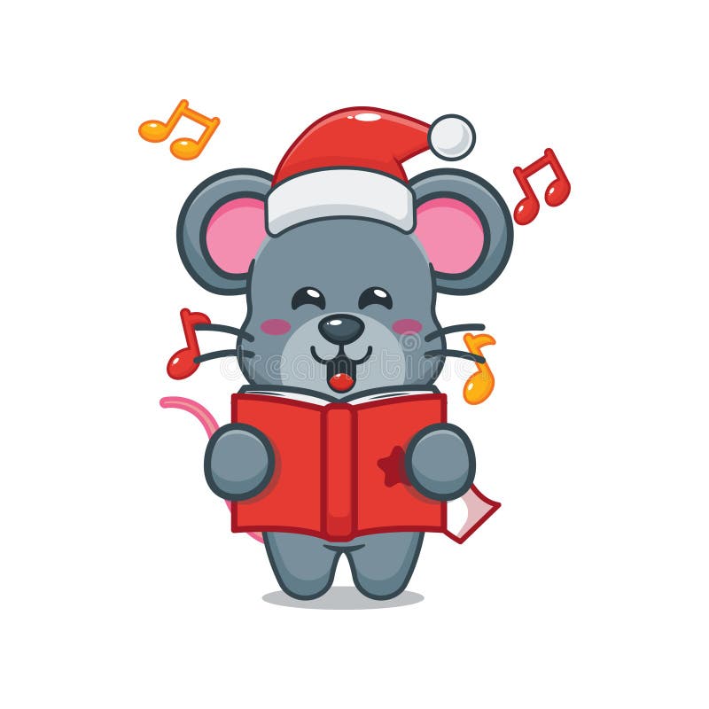 Cute Mouse Sing a Christmas Song Stock Vector - Illustration of cute ...