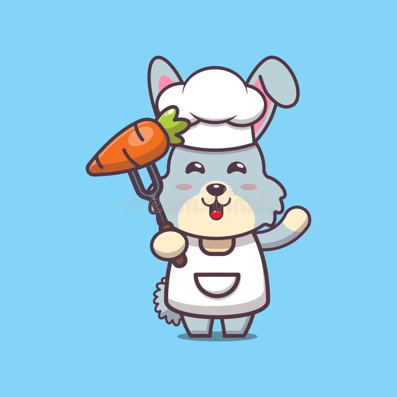 Cute Rabbit Chef with Carrot Stock Vector - Illustration of hare ...