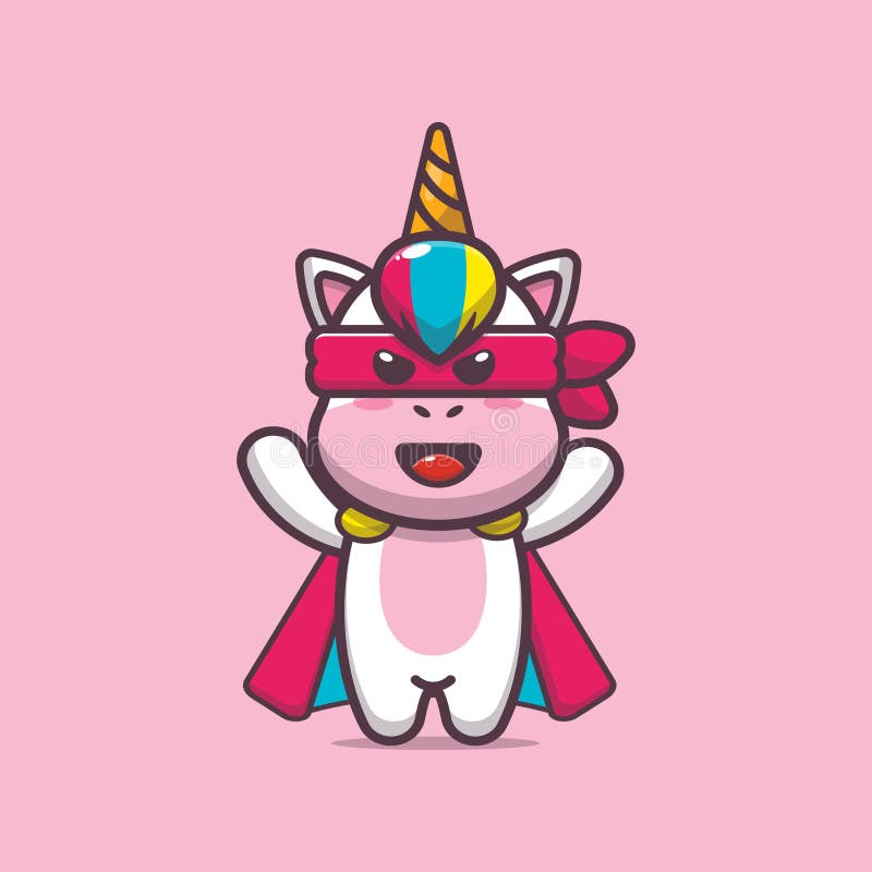 Cute Super Unicorn. Cute Cartoon Animal Illustration Stock Vector ...